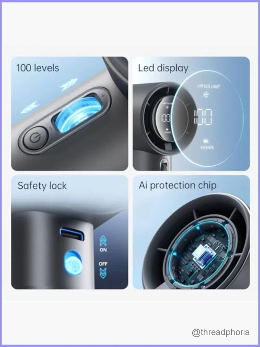 Other | Portable Handheld Fan 970rpm 100 Speeds Led Display 40hrs ...